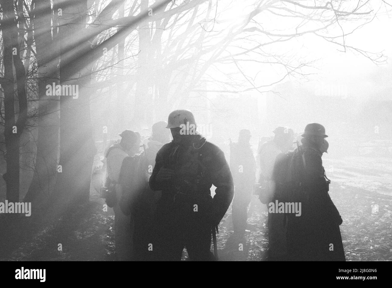 German Wehrmacht Infantry Soldier In World War II Standing In Dramatic ...