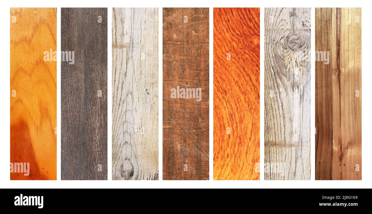 Collection of wooden banners with old wood texture of different colors ...