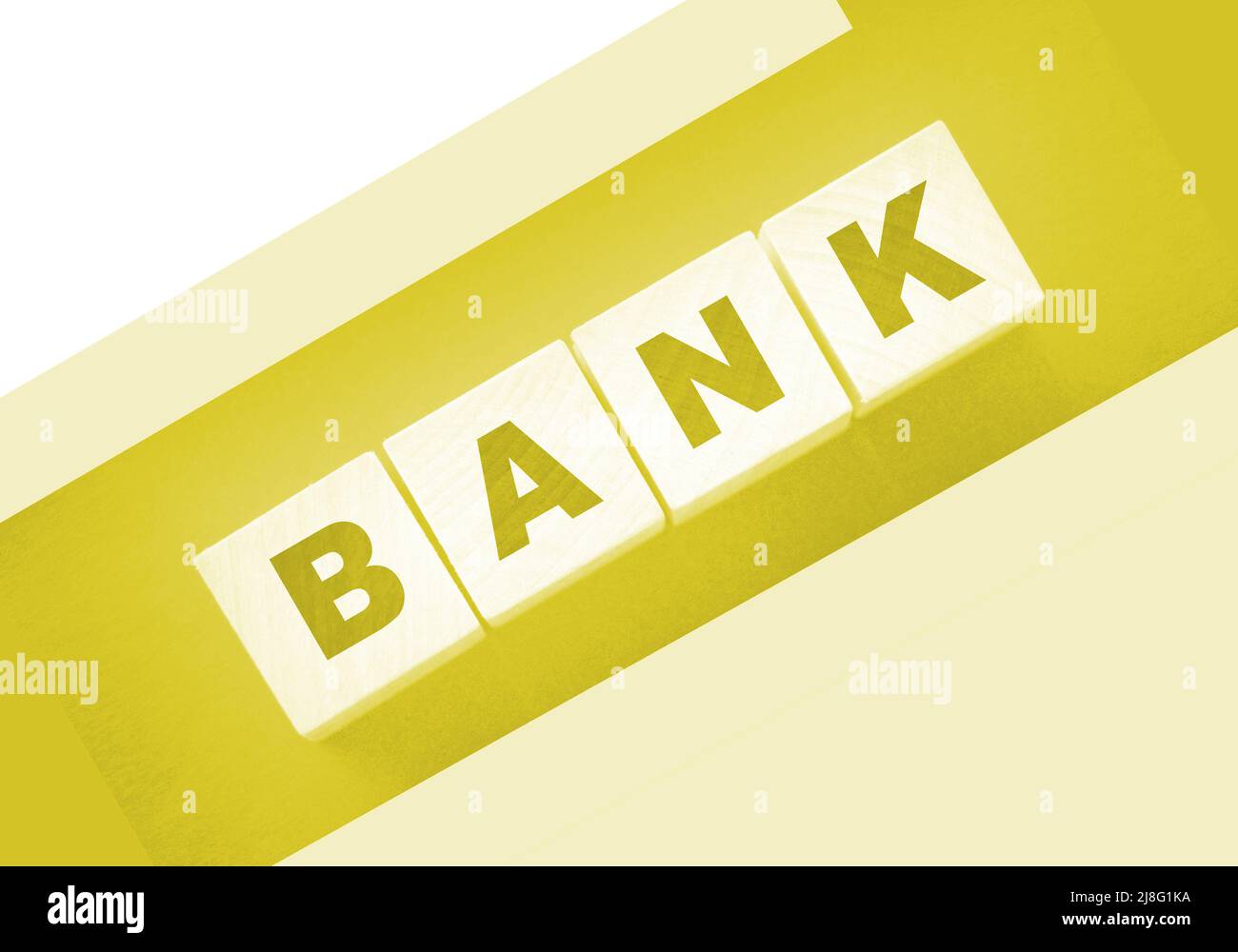 Bank word concept written on wooden cubes on black table. Banking ...