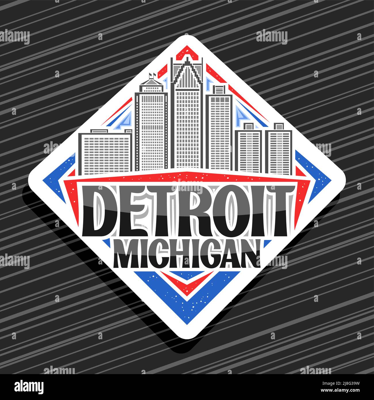 Vector logo for Detroit, white rhombus road sign with simple line ...