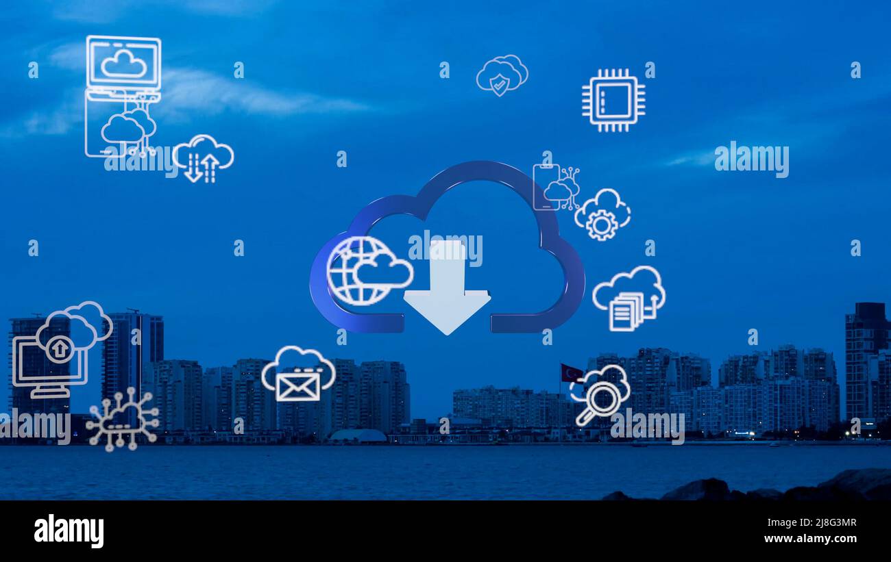 Cloud computing concept. Communication network Stock Photo - Alamy