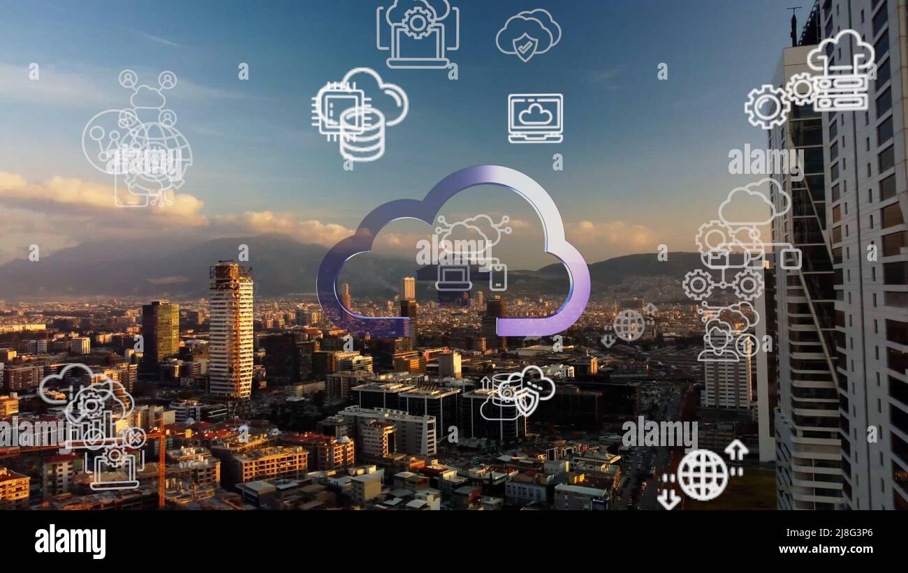 Cloud computing concept. Communication network Stock Photo - Alamy