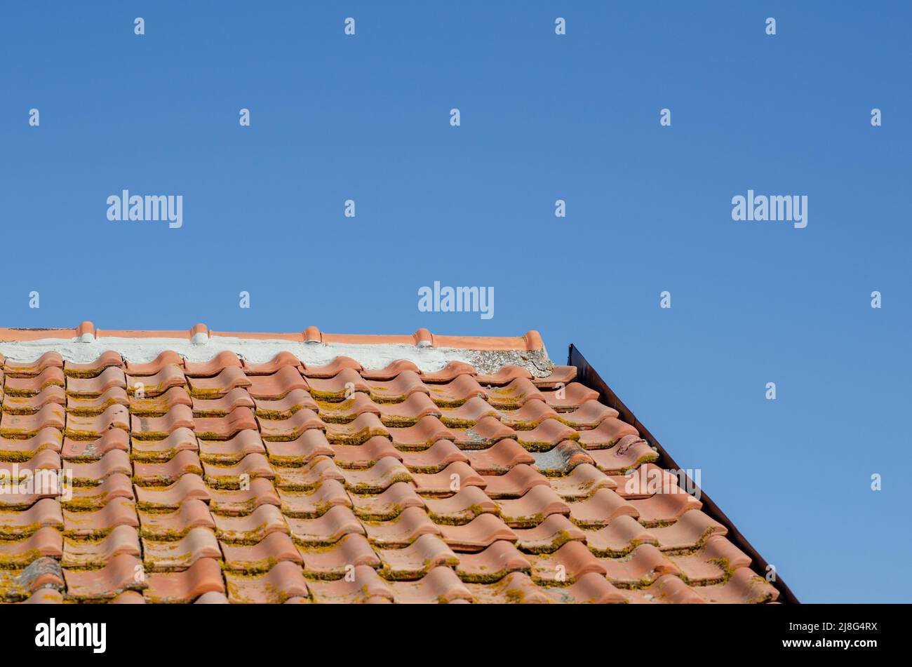 House: pitched roofs with brick tiles, exposed upper ridge and ridge ...