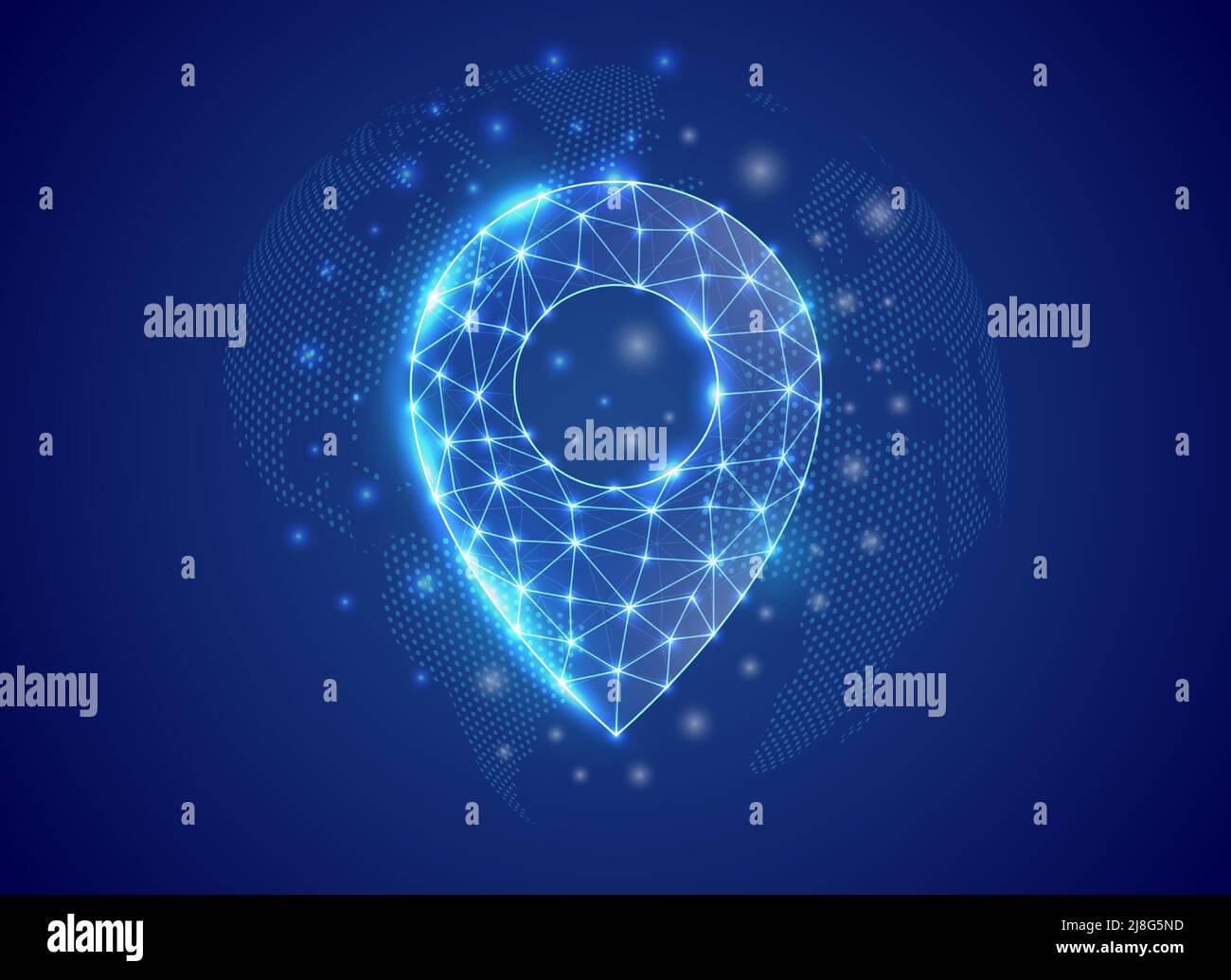 Location pin 3d low poly symbol with world map background. Gps navigation concept design ...