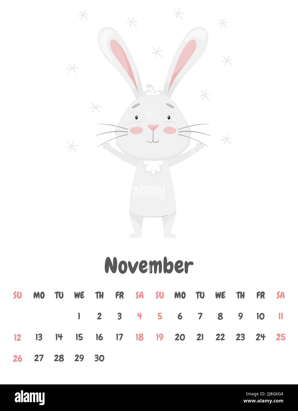 The calendar page for the month of November 2023 with a cute smiling ...