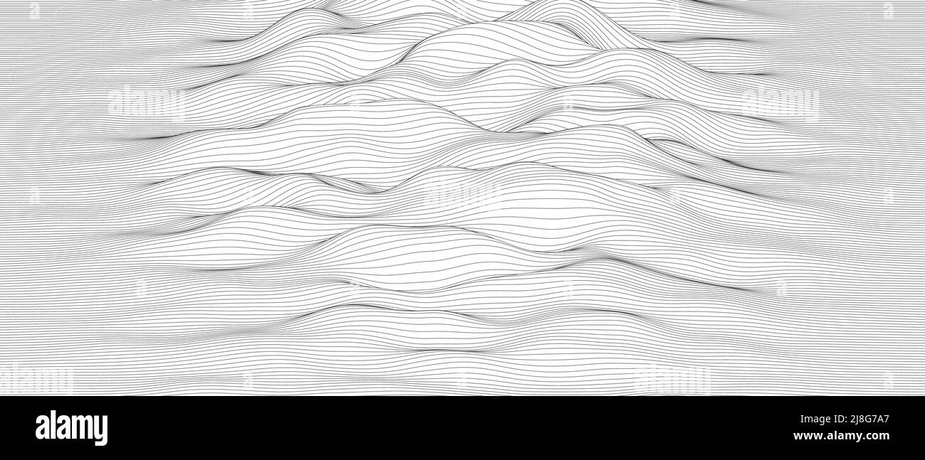 Monochrome sound line waves abstract background . Distorted line shapes ...