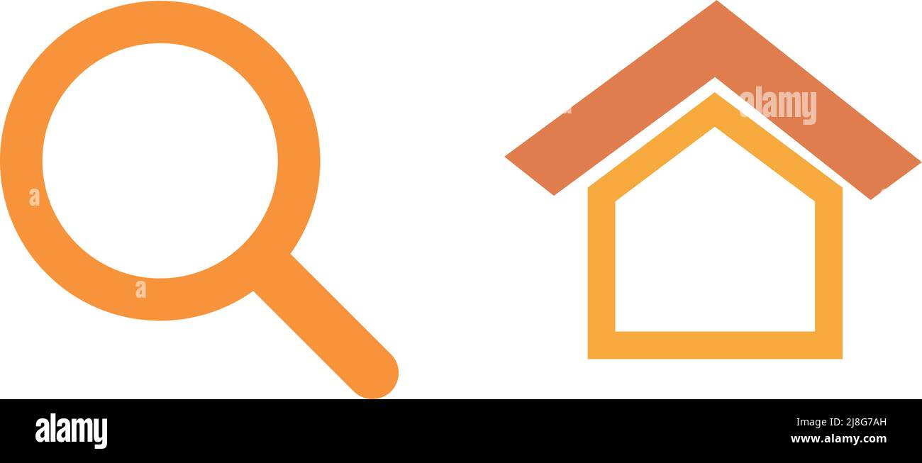 Orange magnifying glass and house icon. Editable vector Stock Vector ...