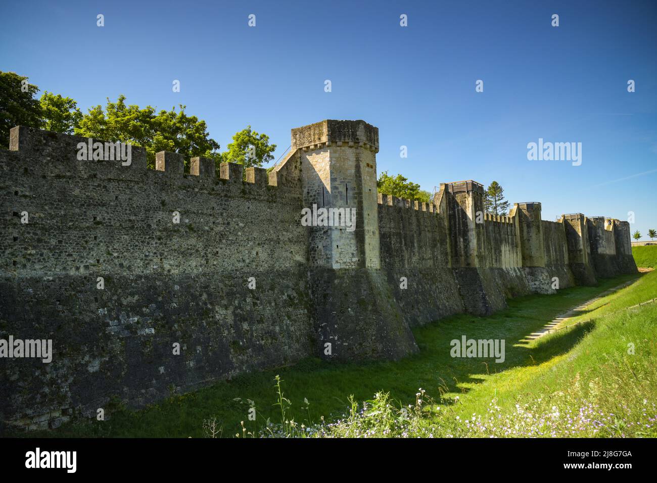 view on the battlements of the medieval city of Provins which owned to ...