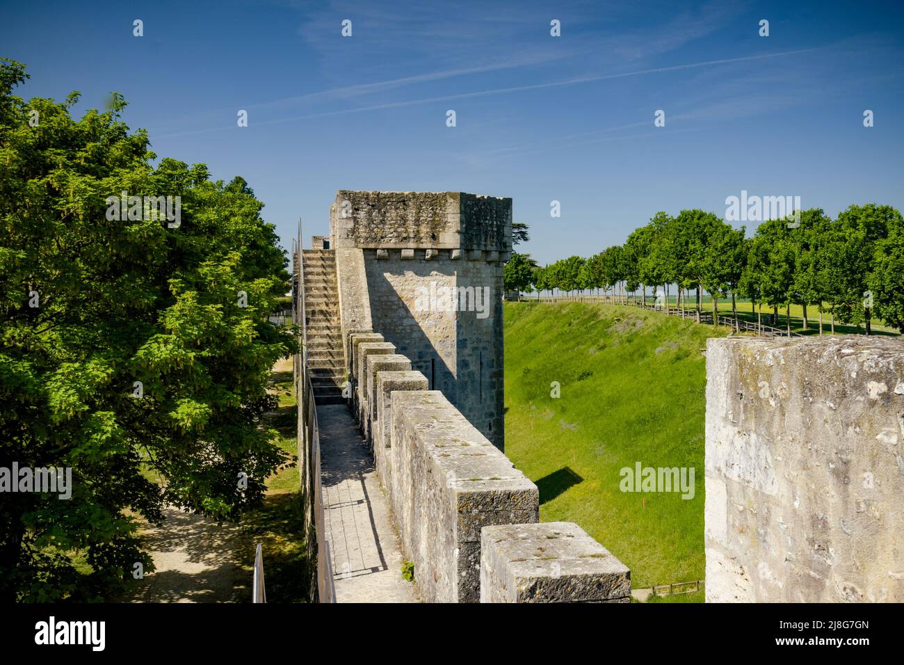 view on the battlements of the medieval city of Provins which owned to ...