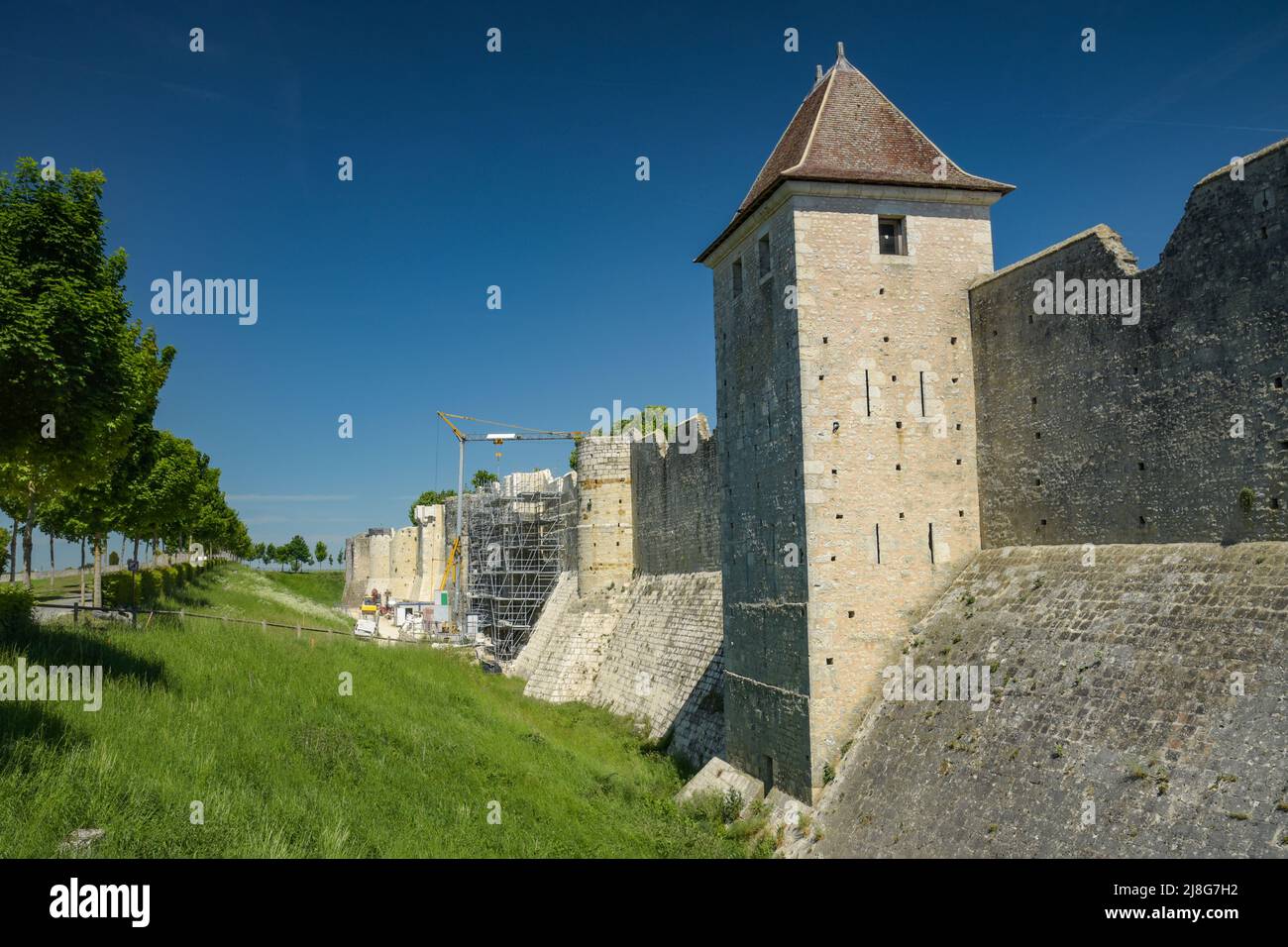 view on the battlements of the medieval city of Provins which owned to ...