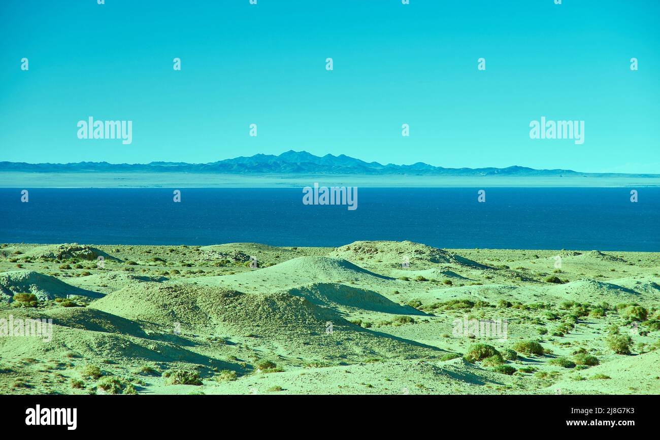 Khyargas Nuur salt lake in Khyargas district, Uvs Province, Western ...