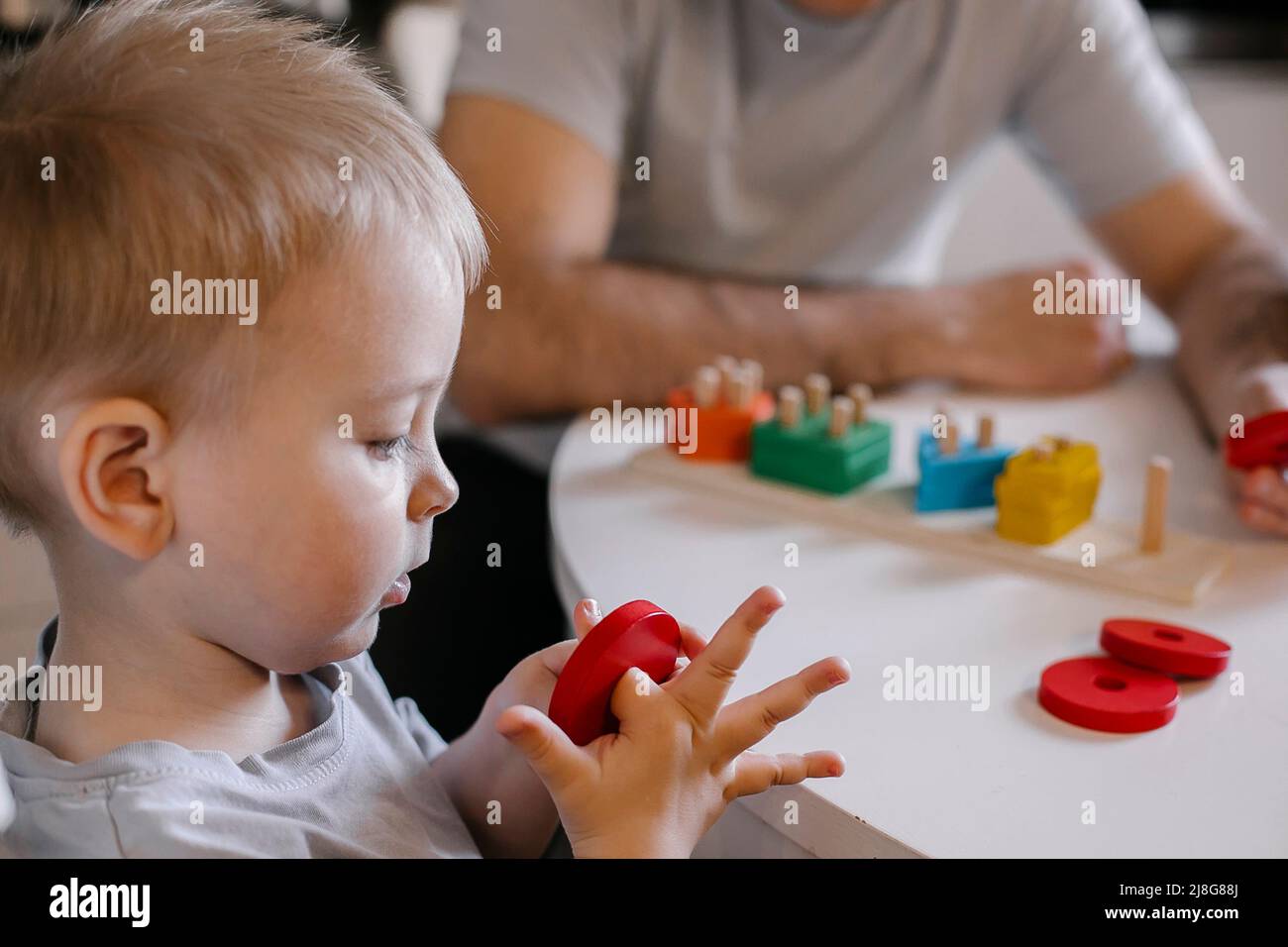 Father and toddler boy son playing together. Little cute boy with dad ...