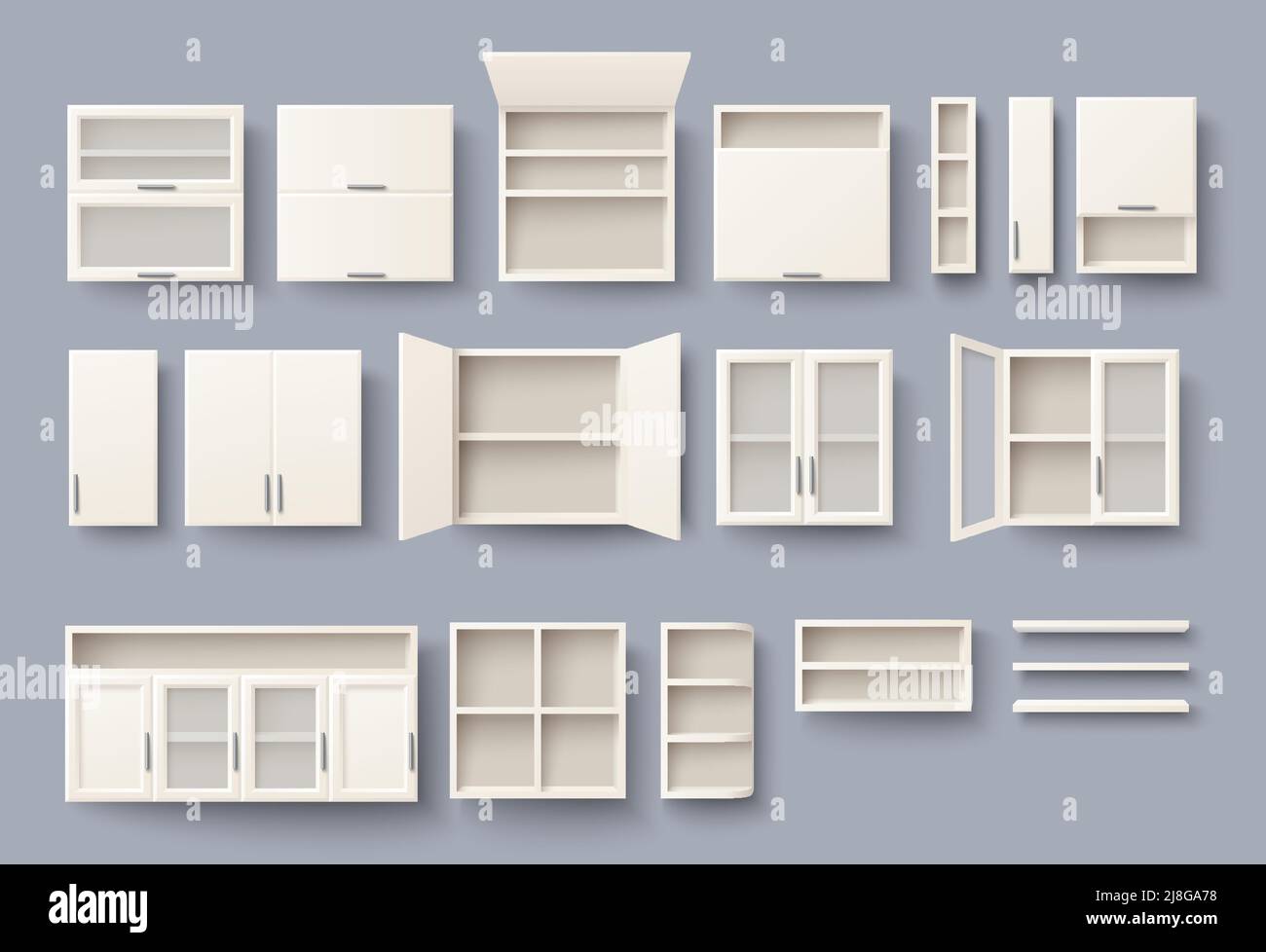 Kitchen cabinets set vector furniture for interior Stock Vector Image ...