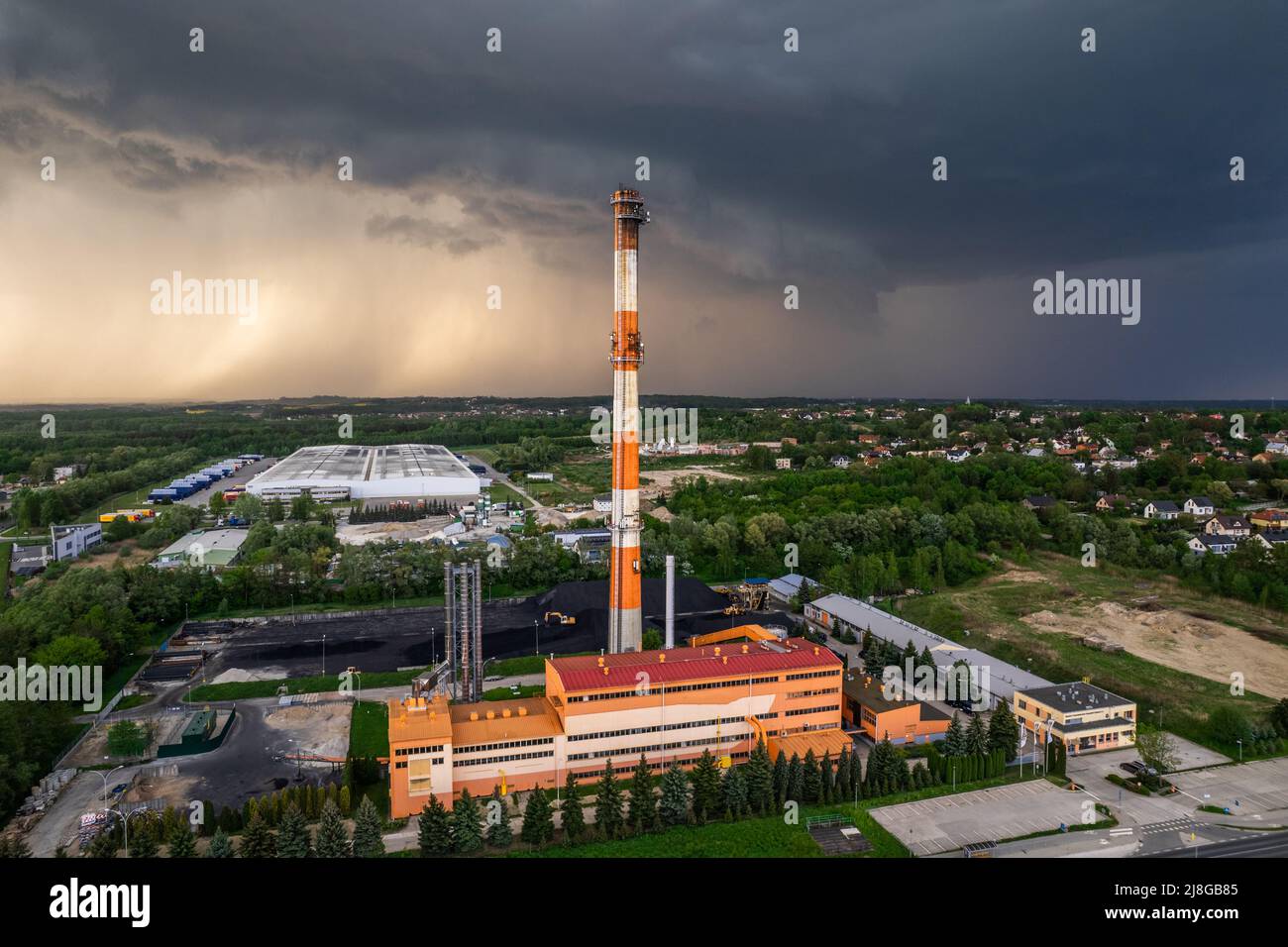 Coal Plant and Storm Clouds. Heat Plant in Tarnow, Poland Stock Photo ...