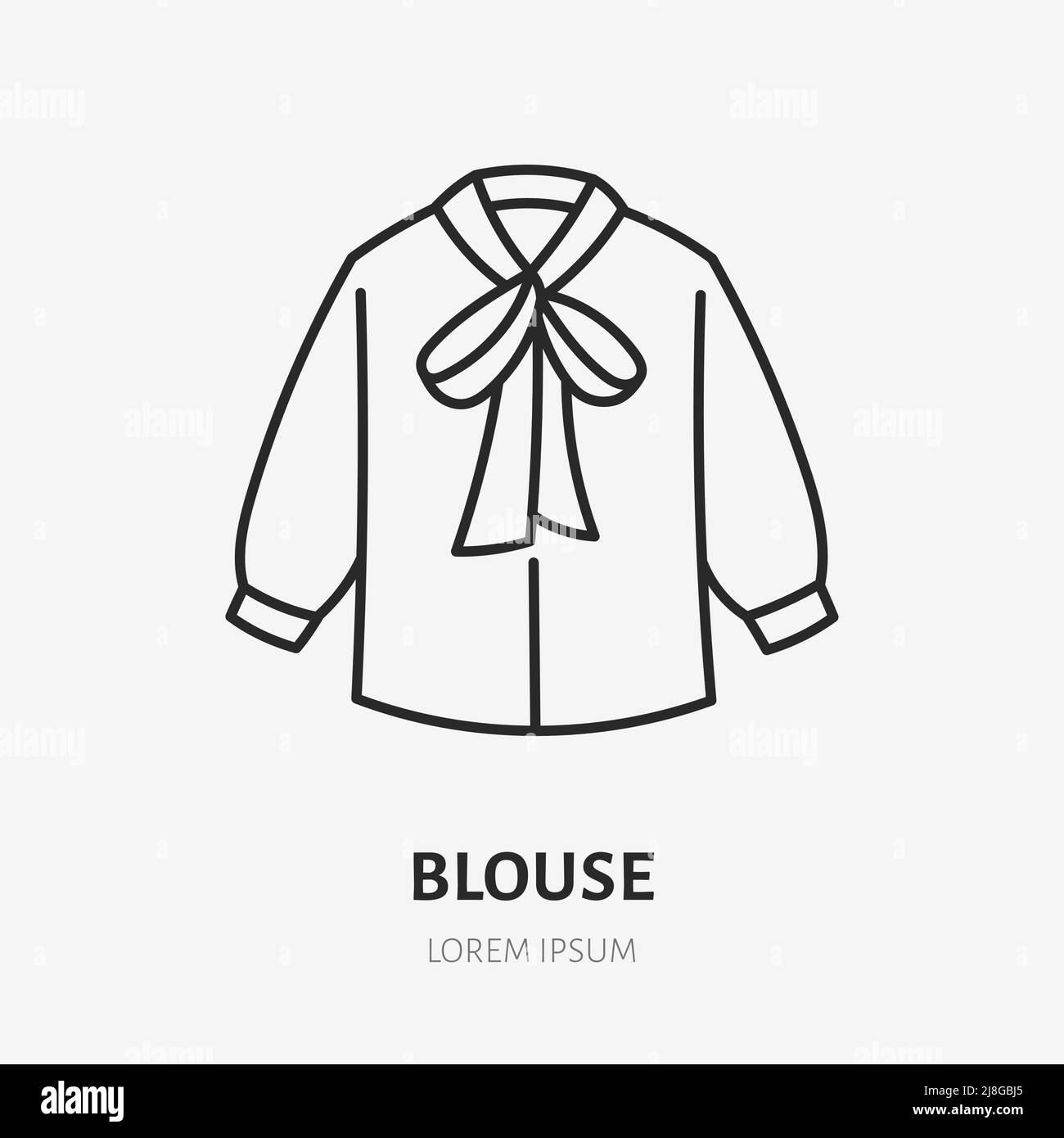 Blouse doodle line icon. Vector thin outline illustration of woman ...