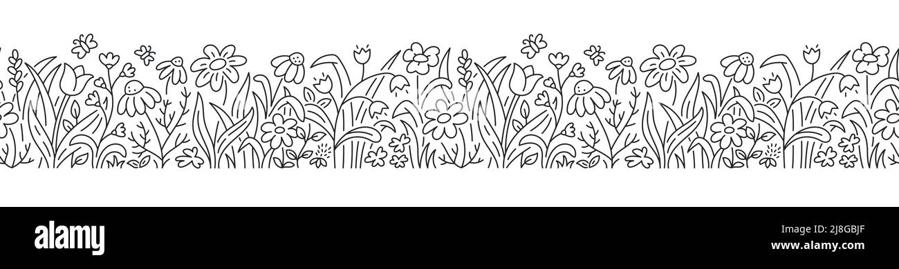 Spring Flowers Clip Art Black And White Borders