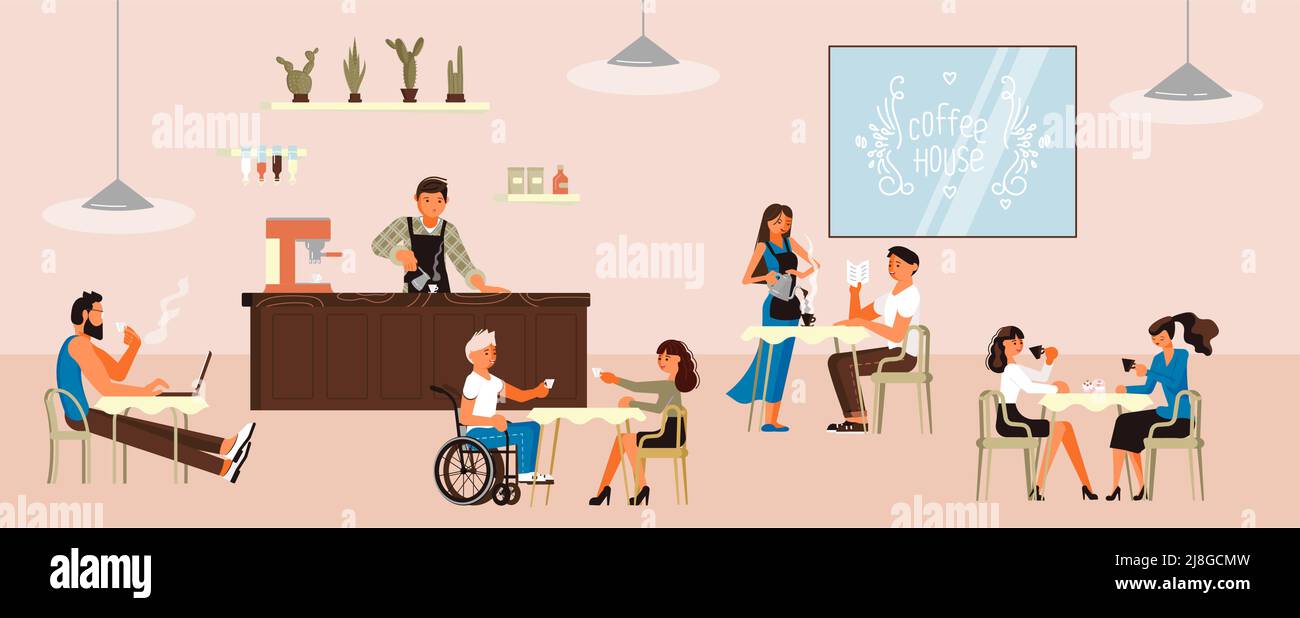 Cafeteria visitors Stock Vector Images - Alamy