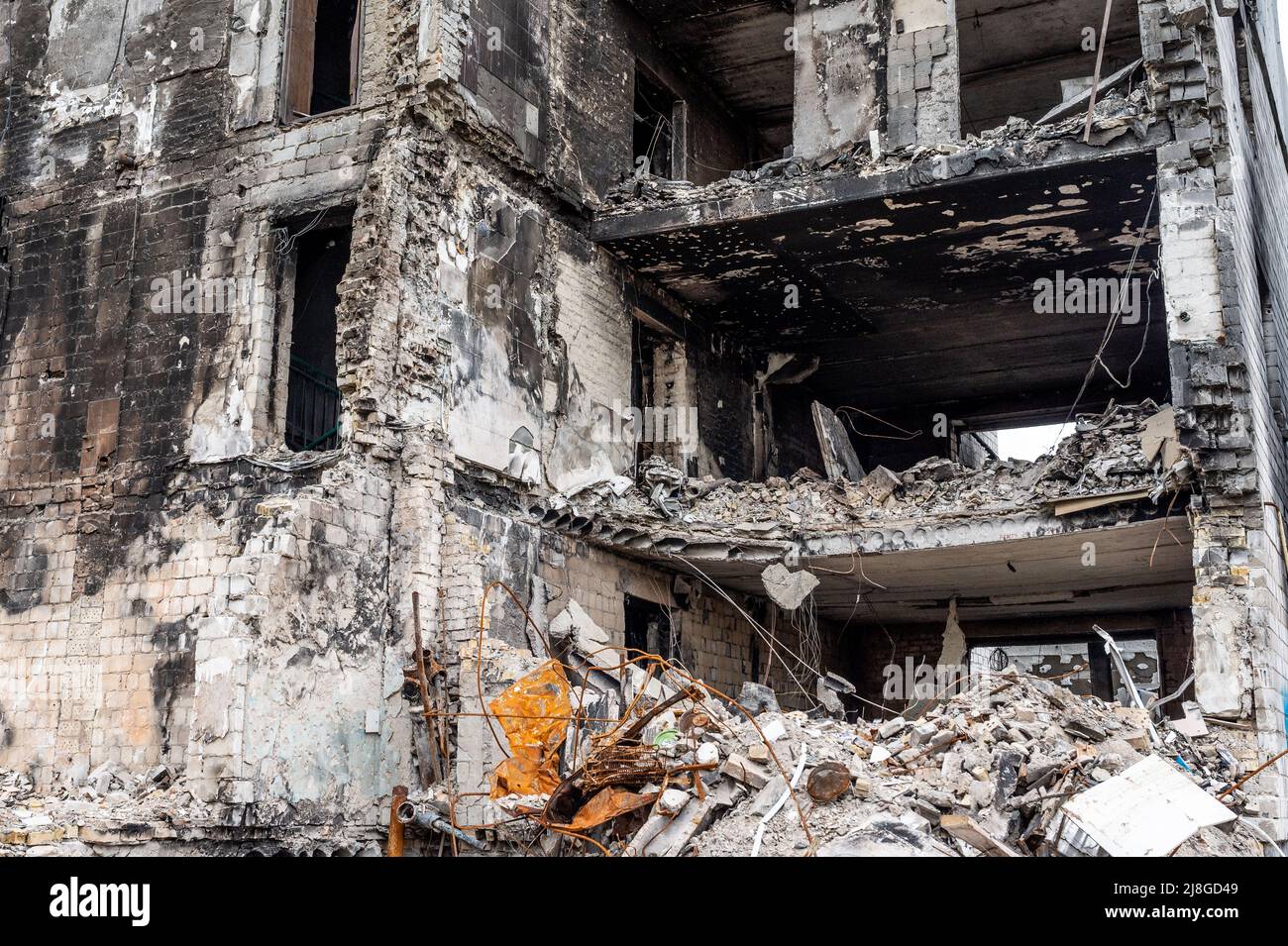 Part of a building destroyed by the Russian military. (Photo by Michael ...