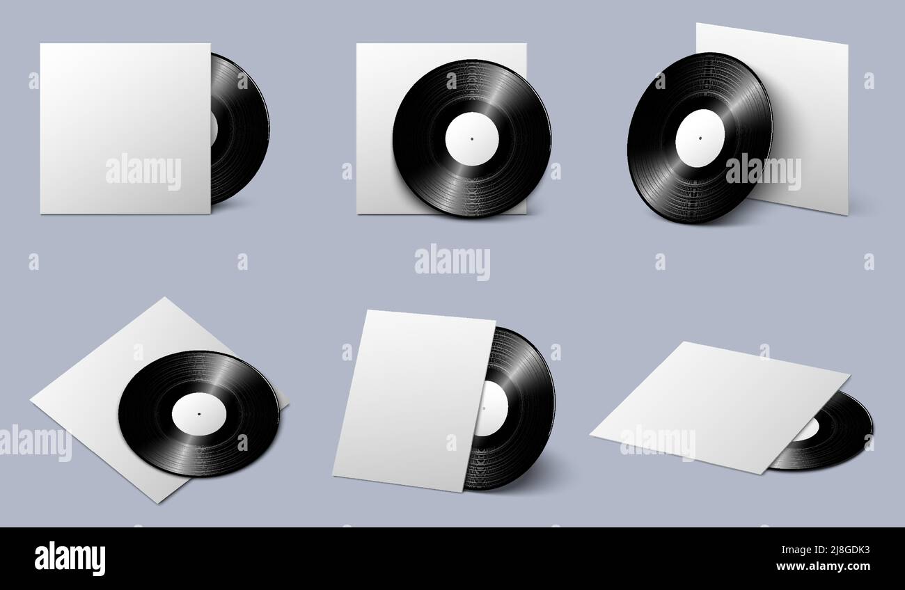Vinyl plate with blank white cover vector set Stock Vector Image & Art ...