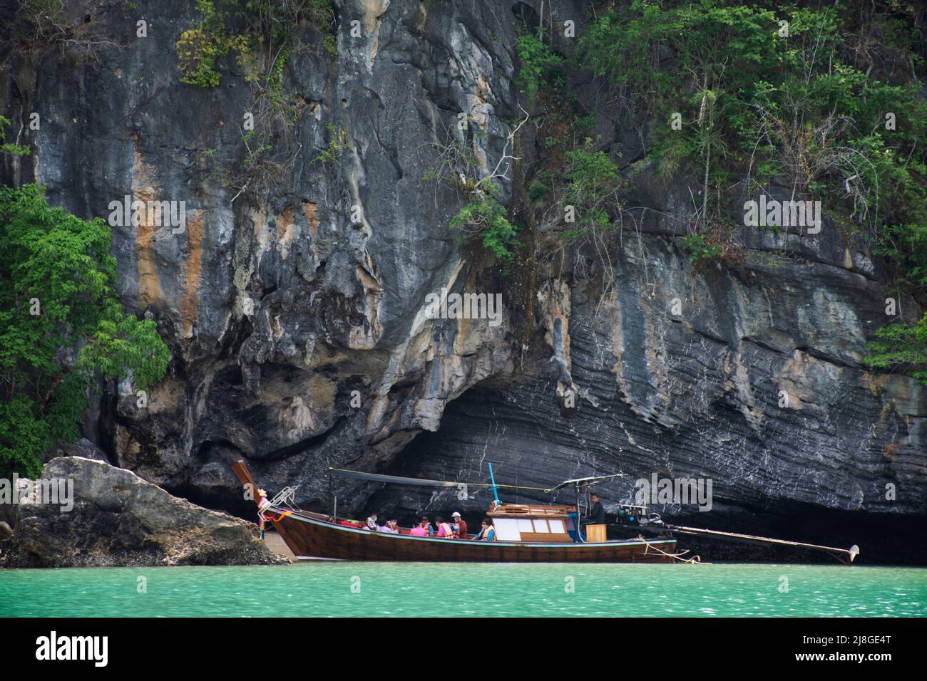 Local boat tour bring thai people travelers travel visit Ao Talo Bean ...