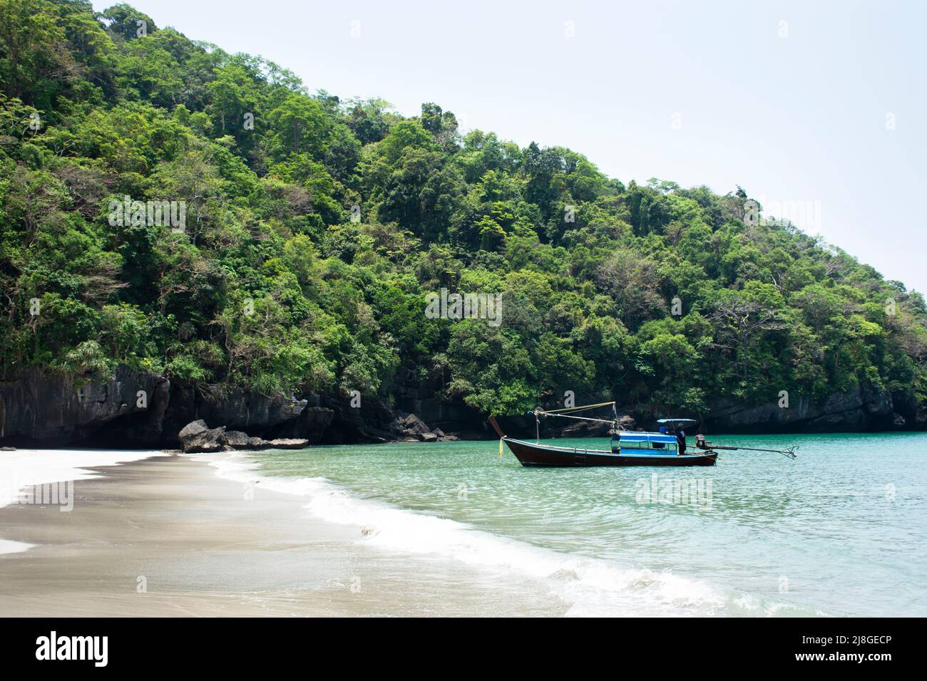 Local boat tour bring thai people traveler travel visit Ao Talo Bean ...