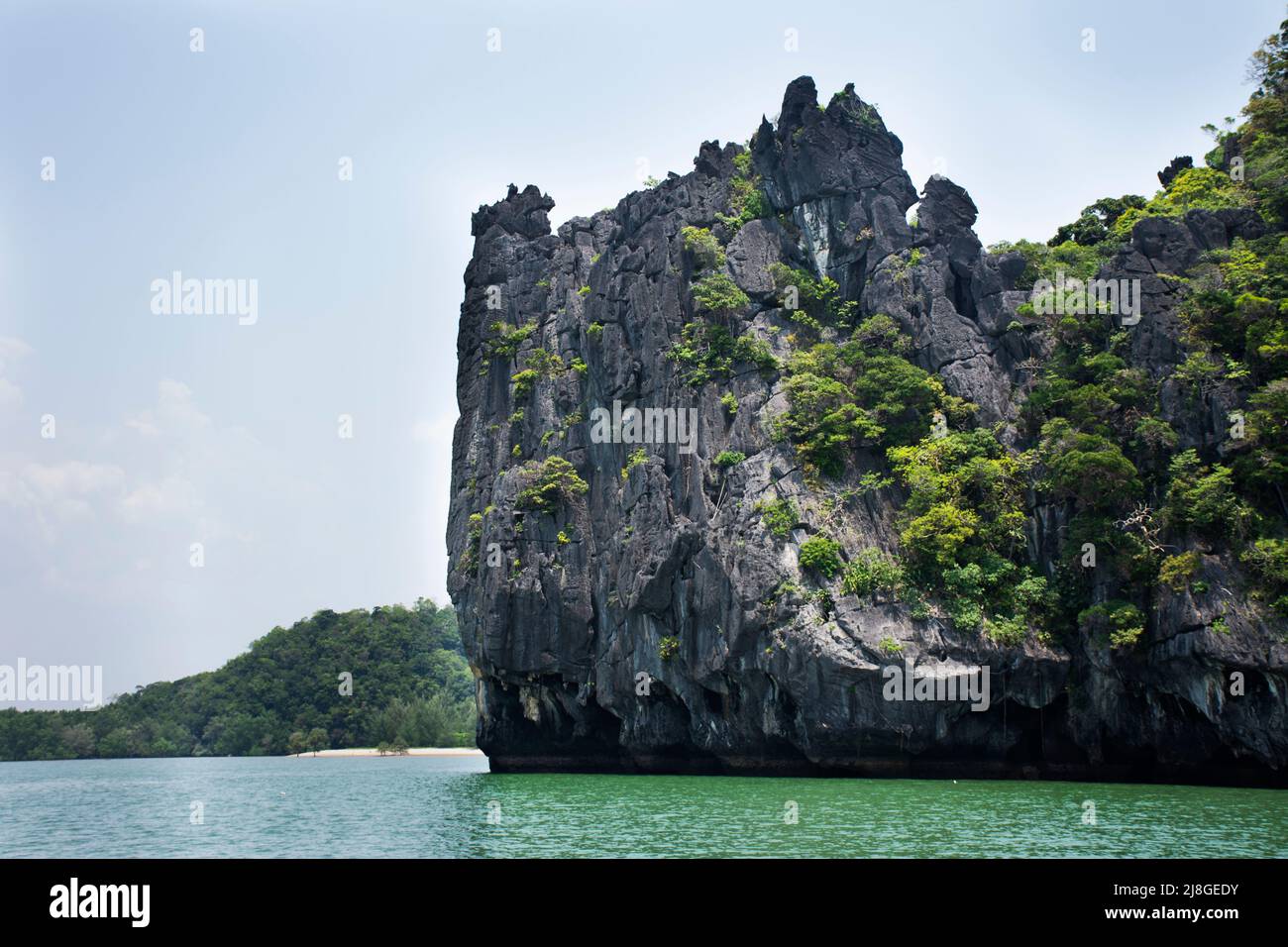 View landscape rock stone of Prasat Hin Pan Yod island beach in sea or ...