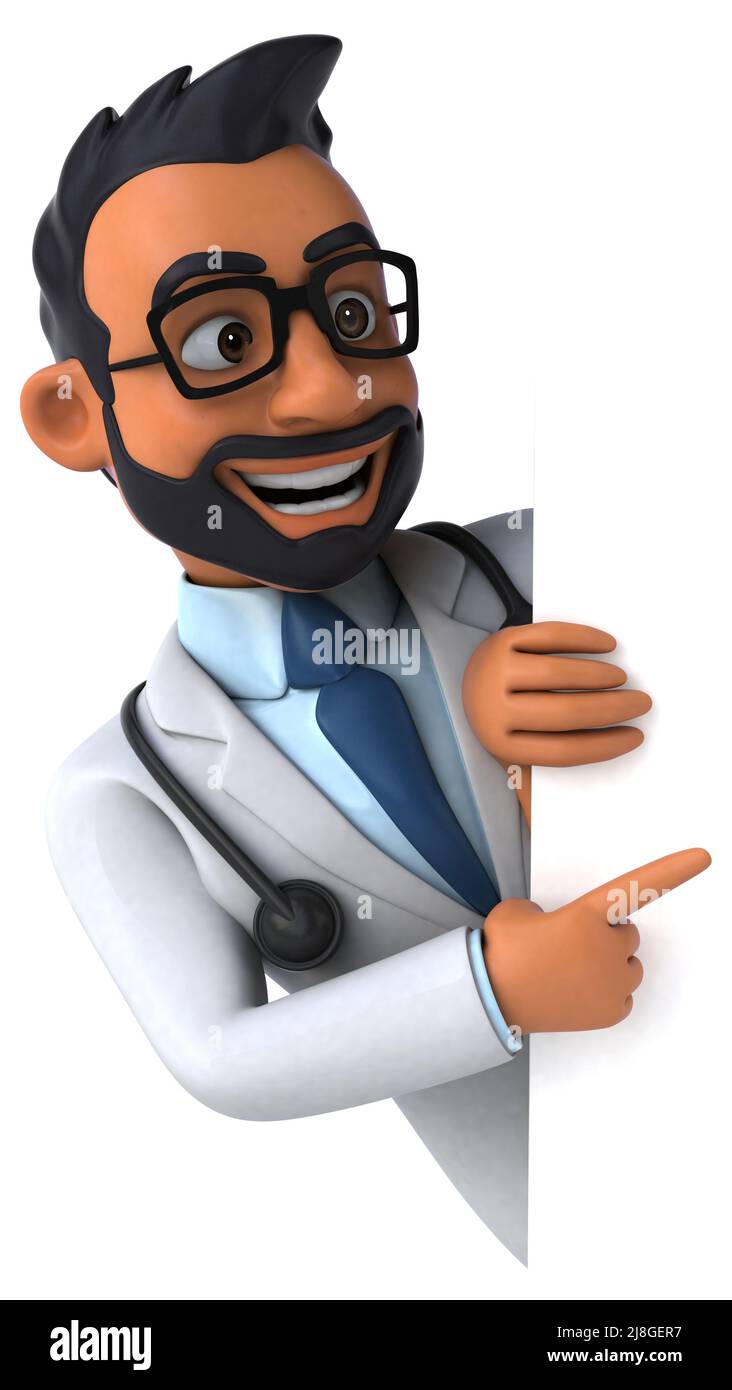 Fun 3D cartoon illustration of an indian doctor Stock Photo - Alamy