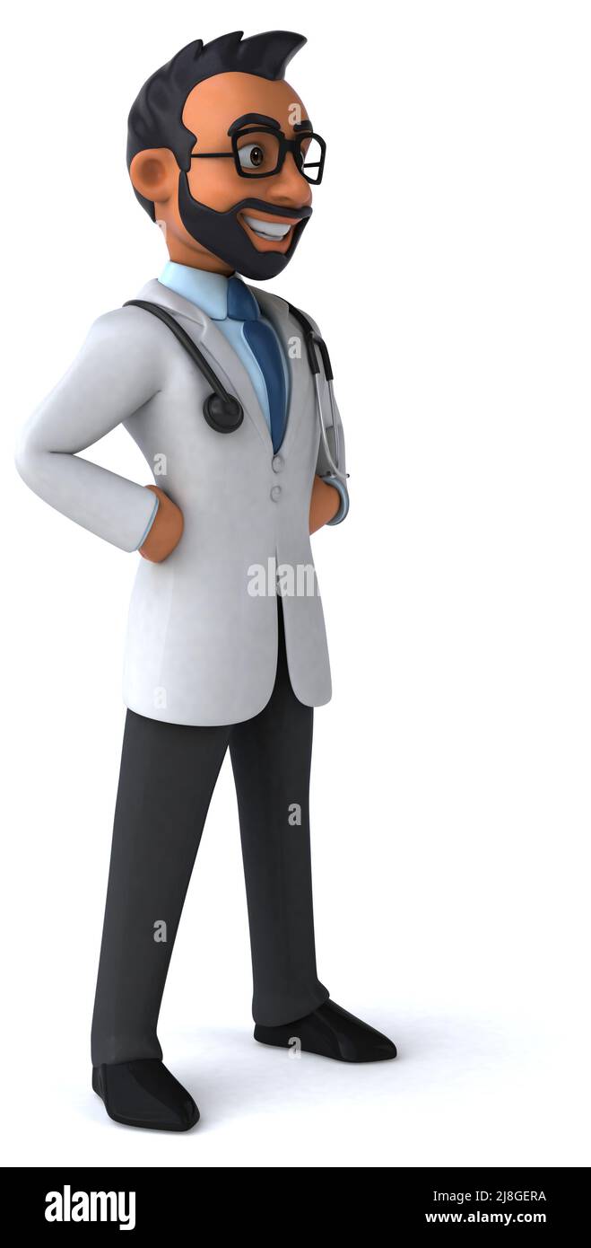 Fun 3D cartoon illustration of an indian doctor Stock Photo - Alamy