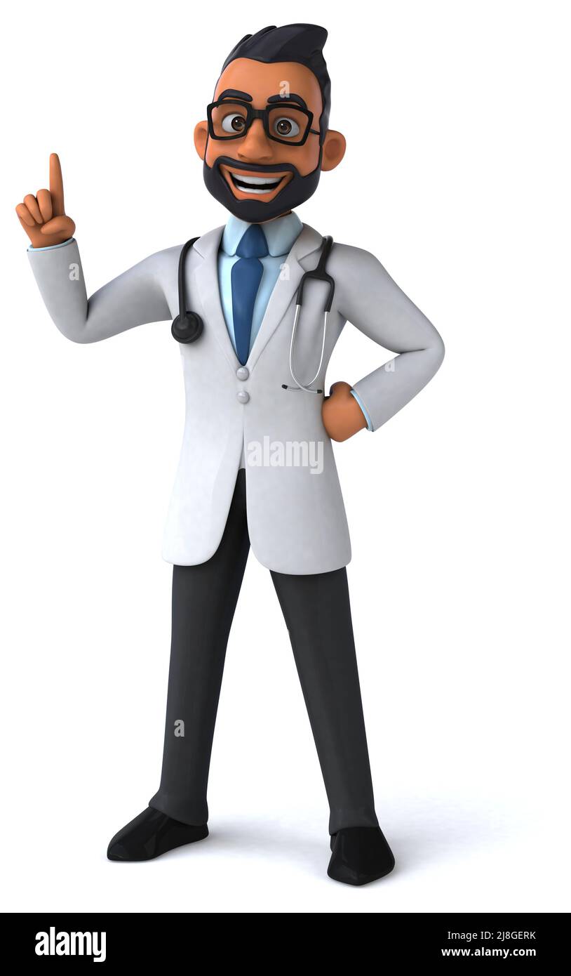Fun 3D cartoon illustration of an indian doctor Stock Photo - Alamy