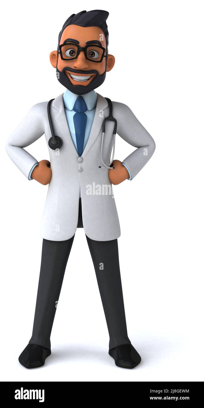 Fun 3D cartoon illustration of an indian doctor Stock Photo - Alamy