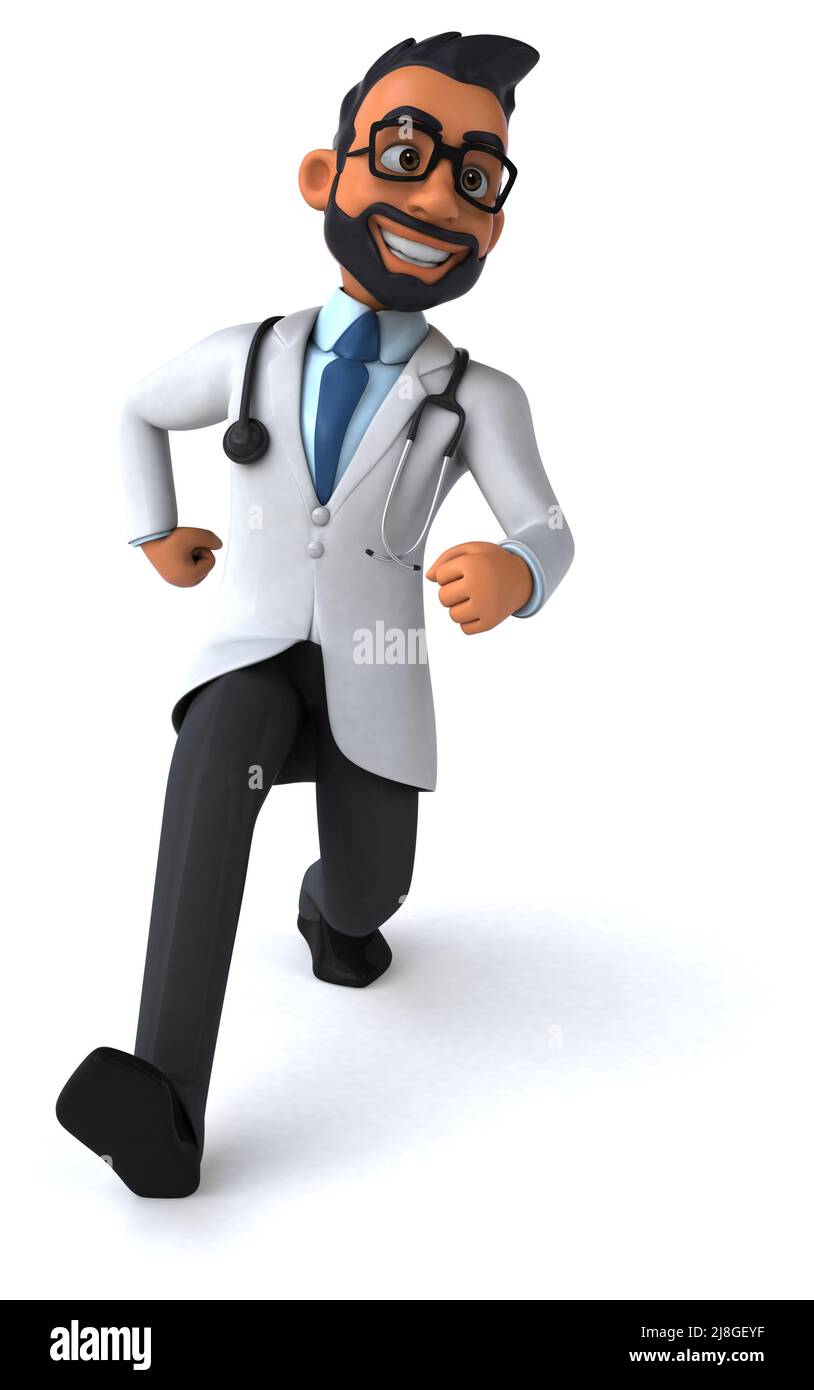 Fun 3D cartoon illustration of an indian doctor Stock Photo - Alamy