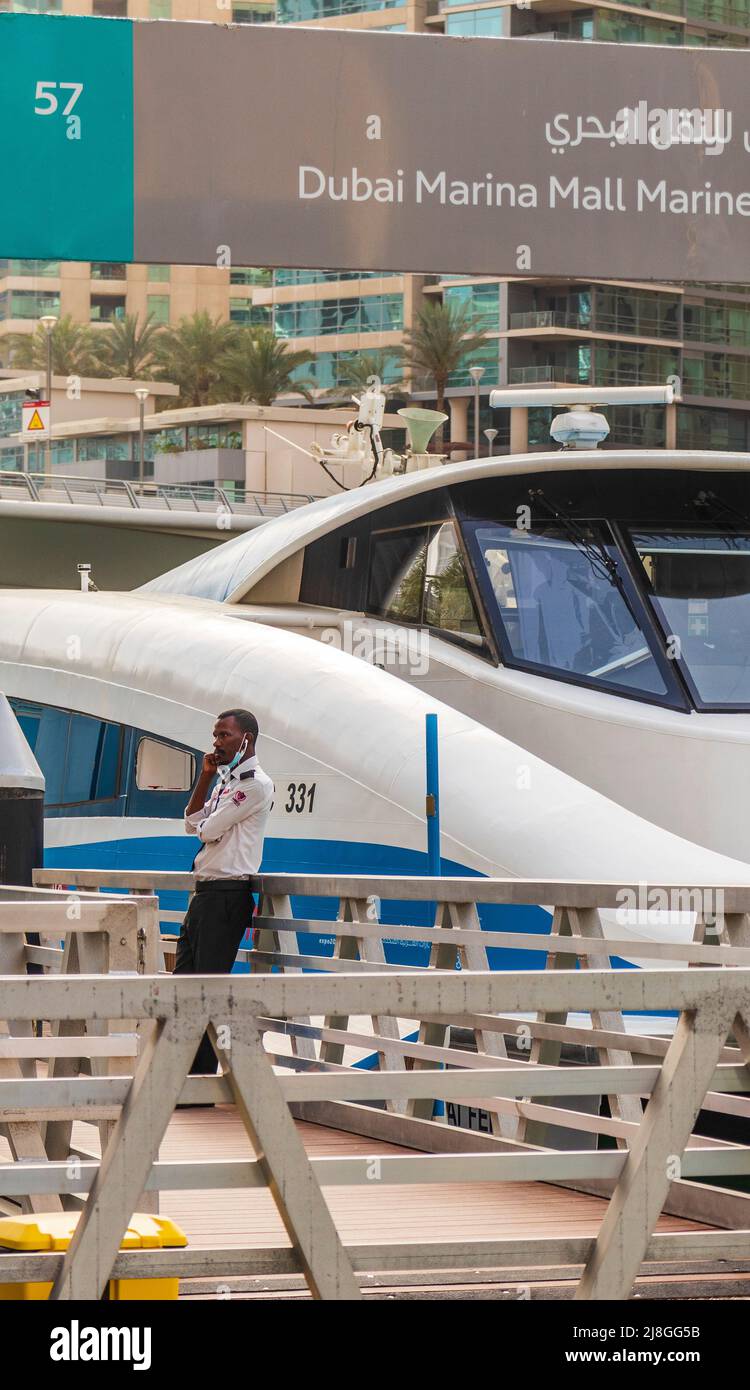 Dubai, UAE - 05.06.2022 - Security guard at Dubai Marina Mall Marine ...