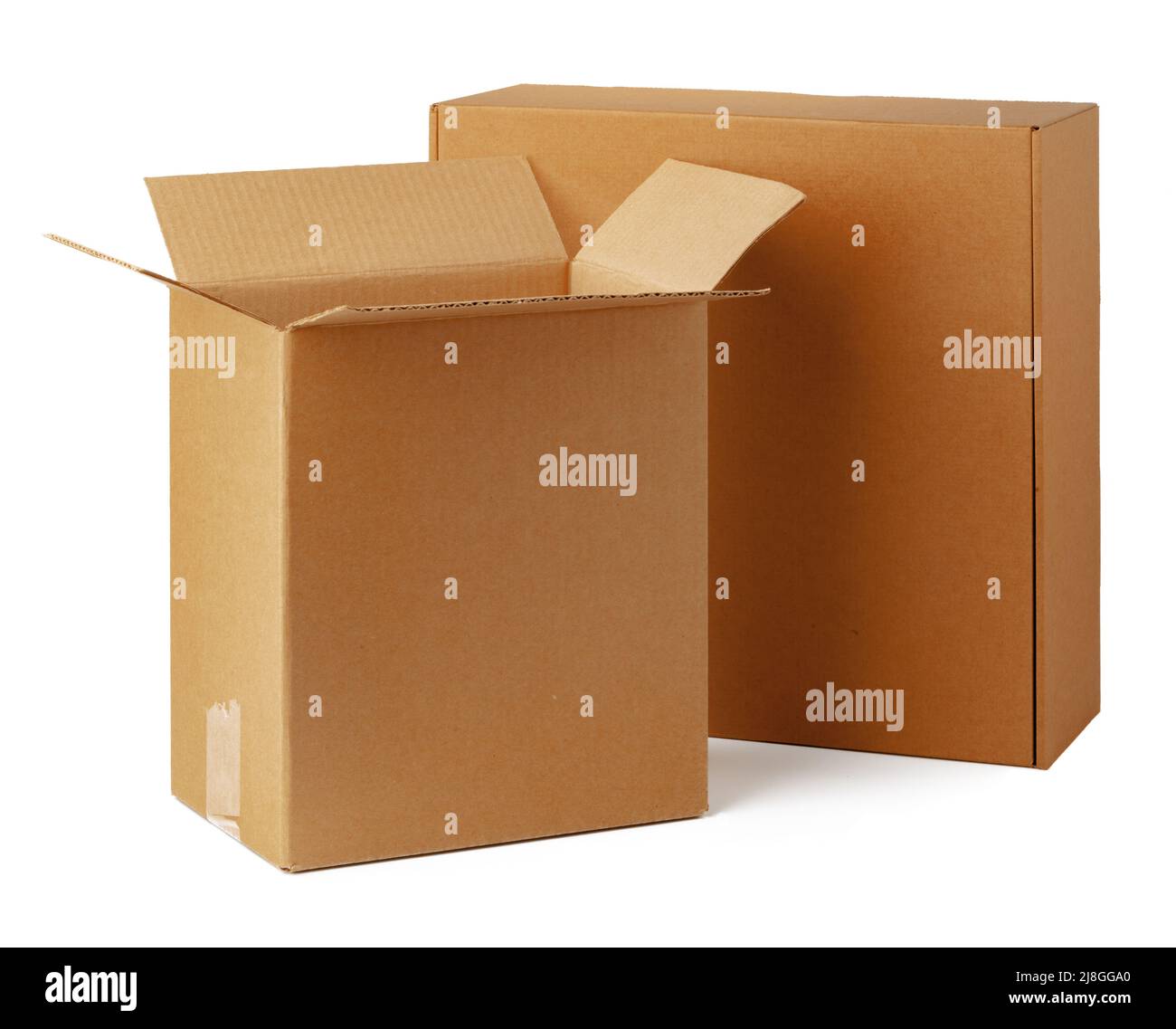 Craft cardboard boxes isolated on white background Stock Photo - Alamy