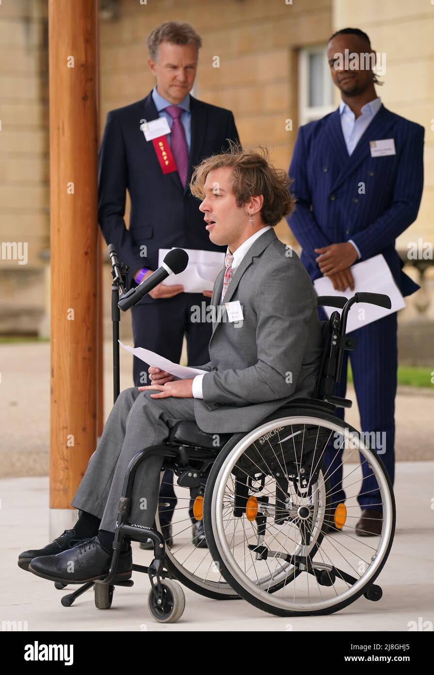 Duke of Edinburgh programme alumnus Felix Daglish makes a speech on the ...