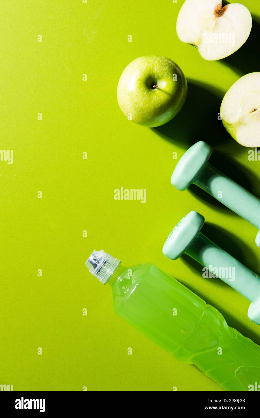 Green Gym Fitness Background. Flat Lay Mockup Stock Photo - Alamy