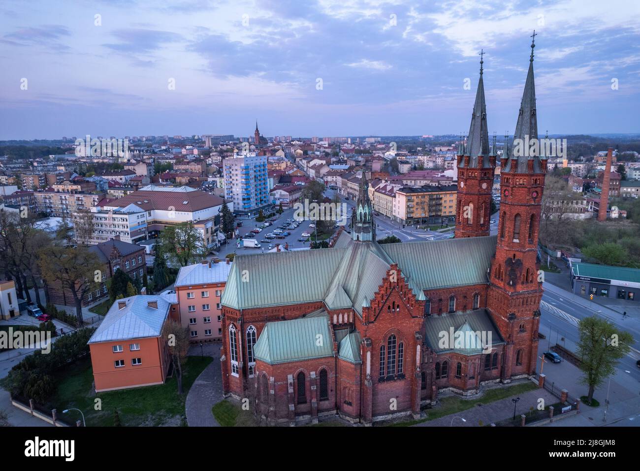 Cathedral of Holy Family in Tarnow, Poland. Top Down Drone Aerial View ...
