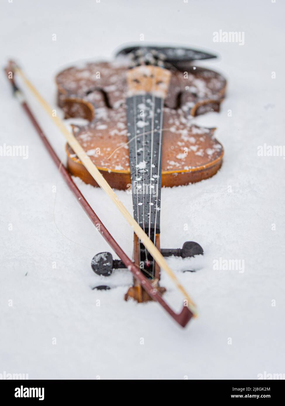 Shots of Violins in the snow Stock Photo - Alamy
