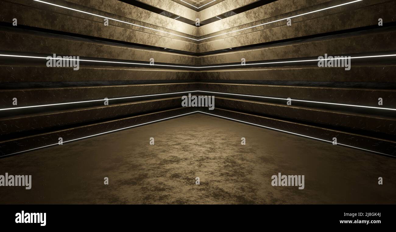 Futuristic Background Metallic Basement Underground Hall Spotlight Dark ...