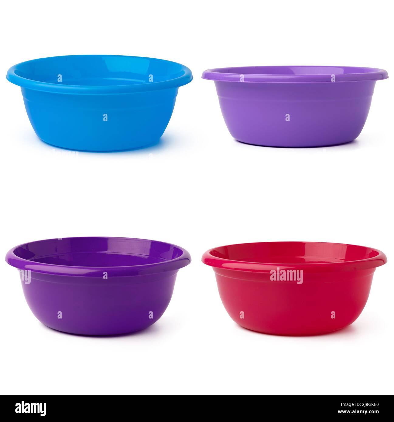 Plastic empty basins isolated on white background Stock Photo - Alamy