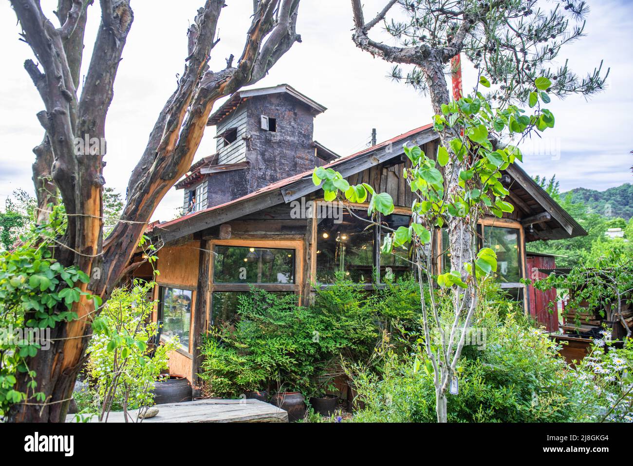 The beautiful rural cafe and garden Stock Photo - Alamy