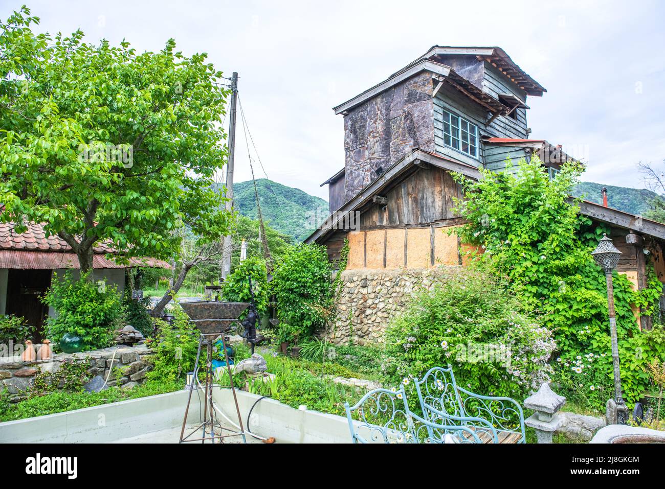The beautiful rural cafe and garden Stock Photo - Alamy