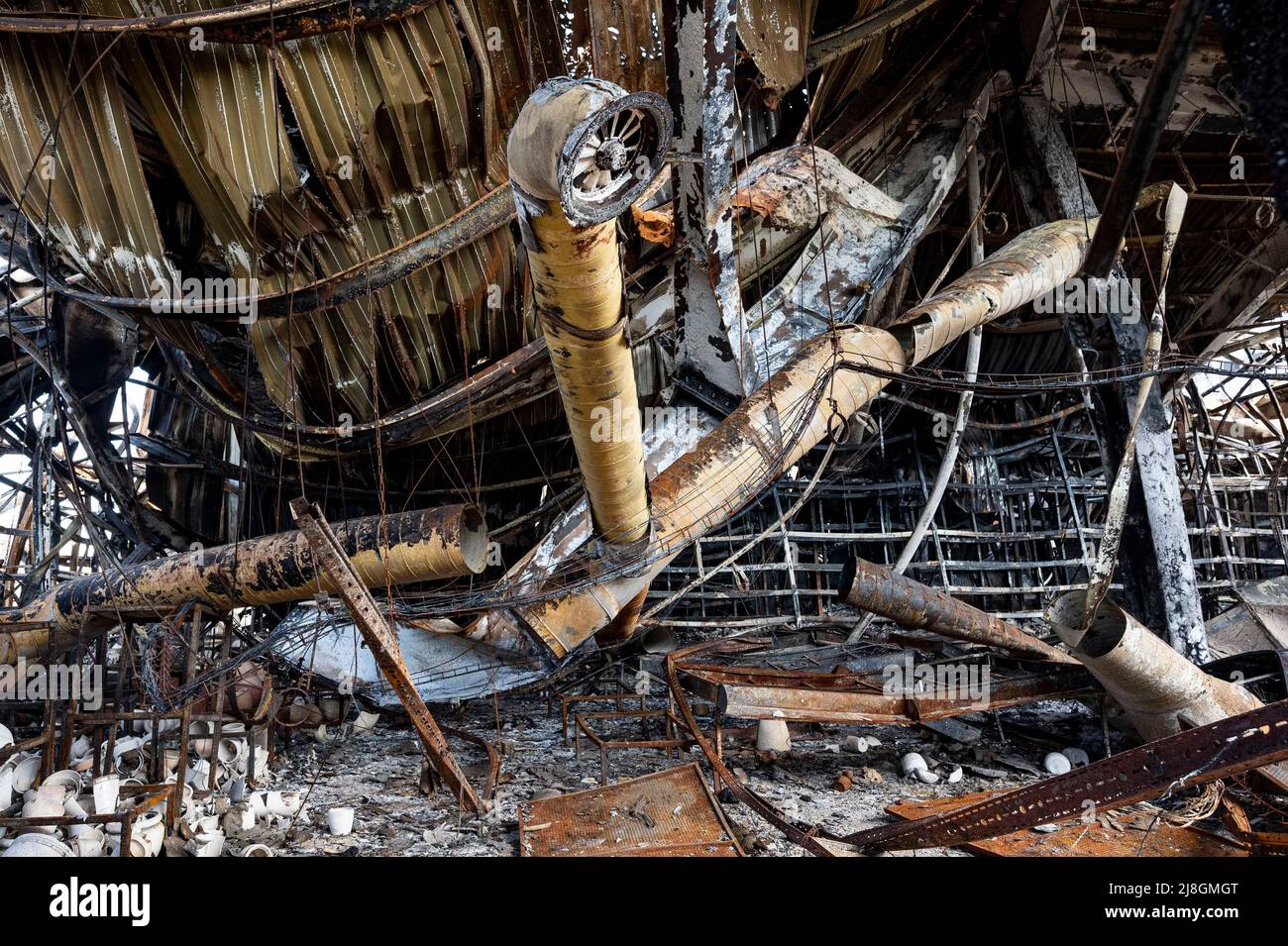Bucha, Kyiv Oblast, Ukraine. 15th May, 2022. Interior of a building ...