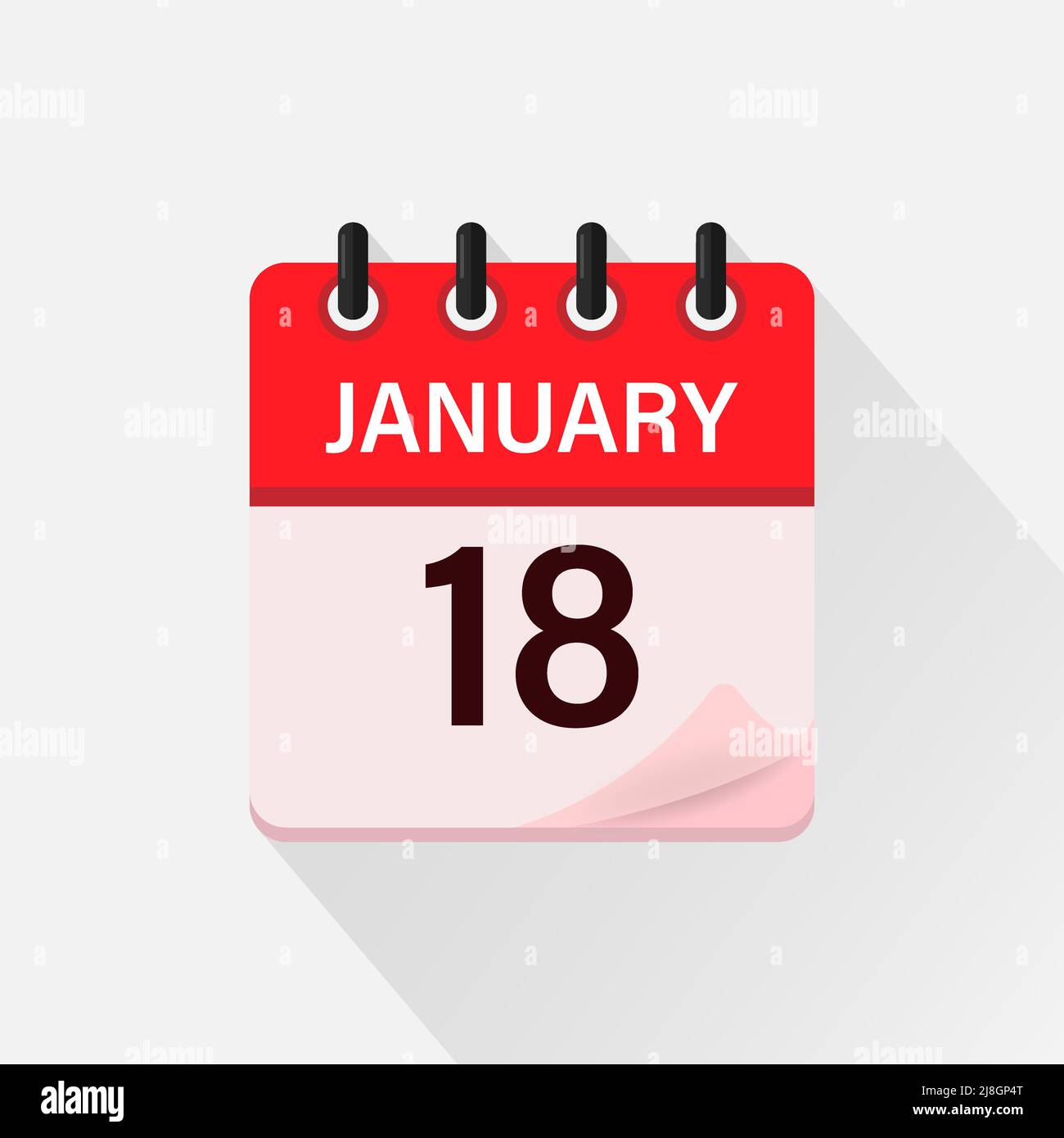 January 18, Calendar icon with shadow. Day, month. Flat vector ...