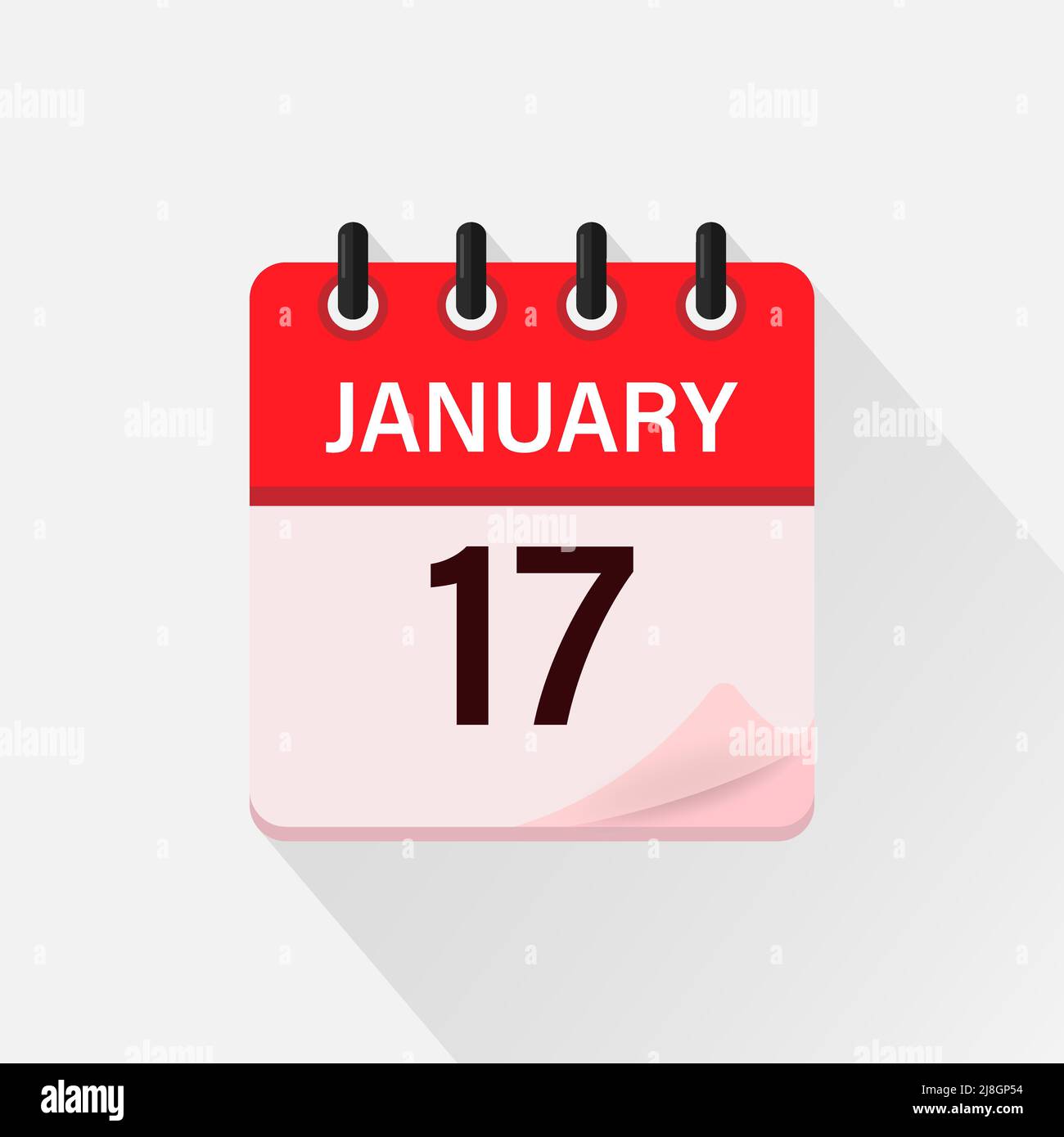 January 17, Calendar icon with shadow. Day, month. Flat vector ...