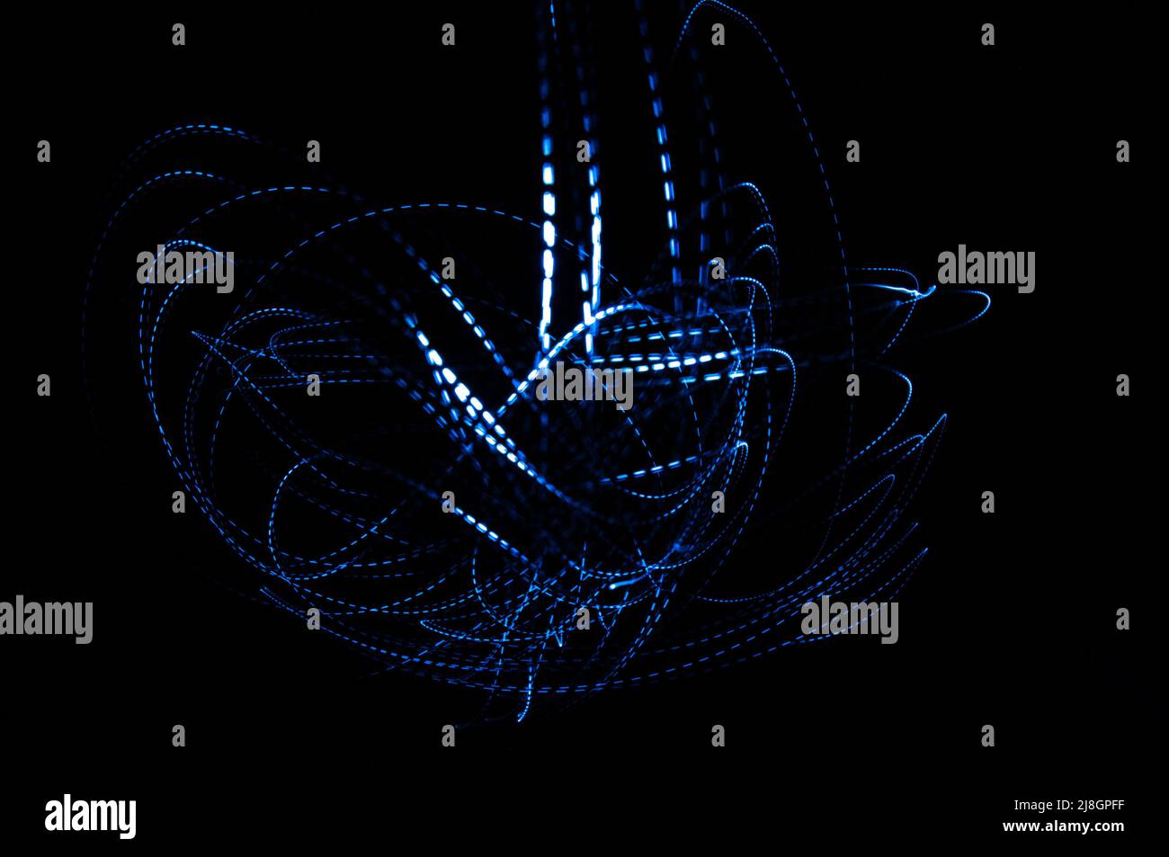 Light painted vintage, science fiction energy symbol design on black ...