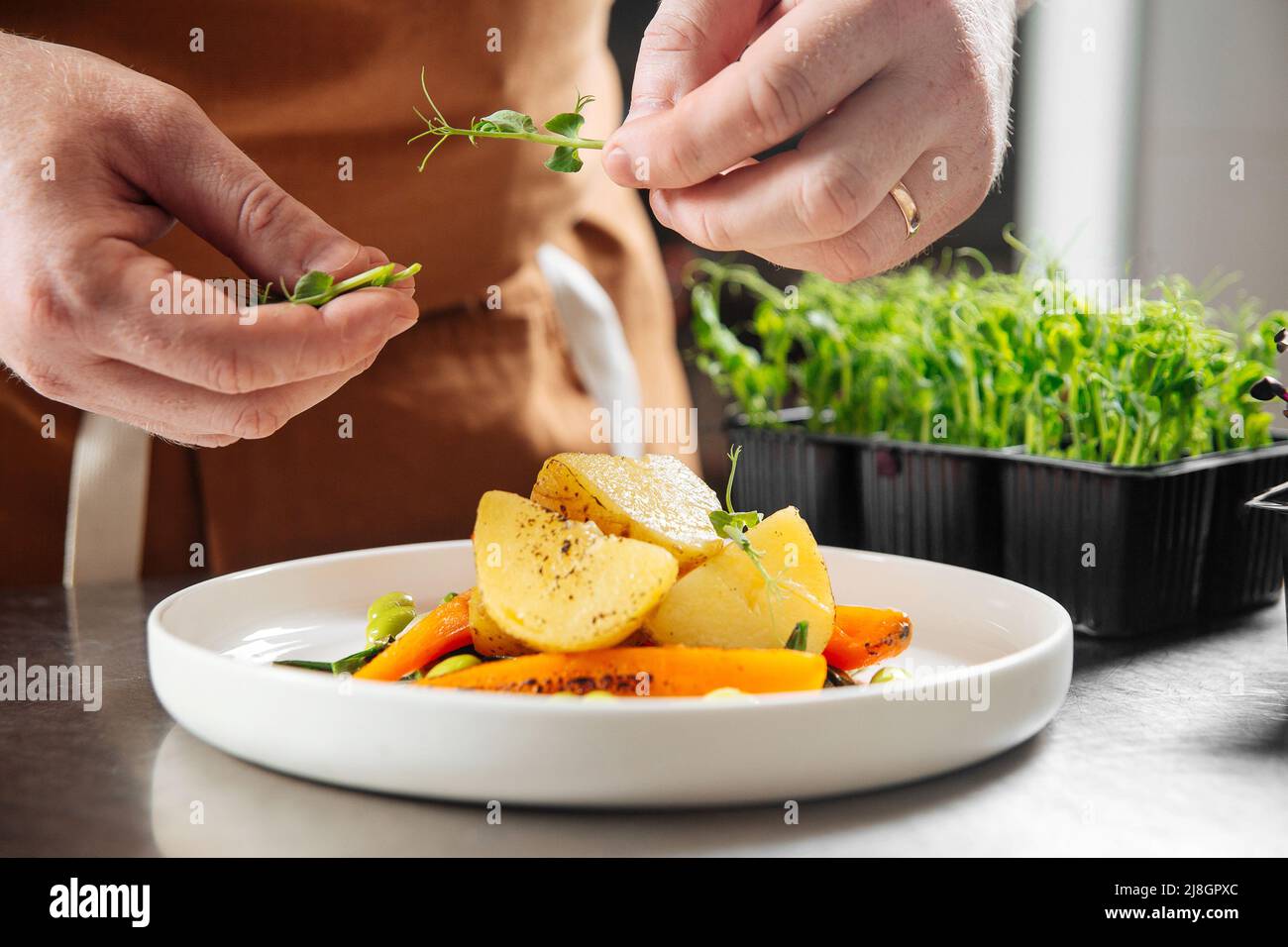 Male chef cooking gourmet dish hi-res stock photography and images - Alamy