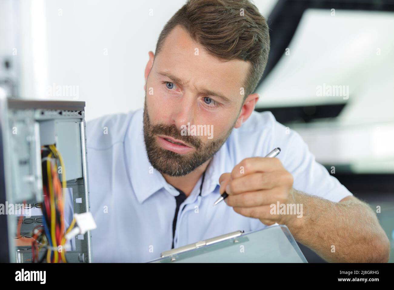 checking old pc in security room Stock Photo - Alamy