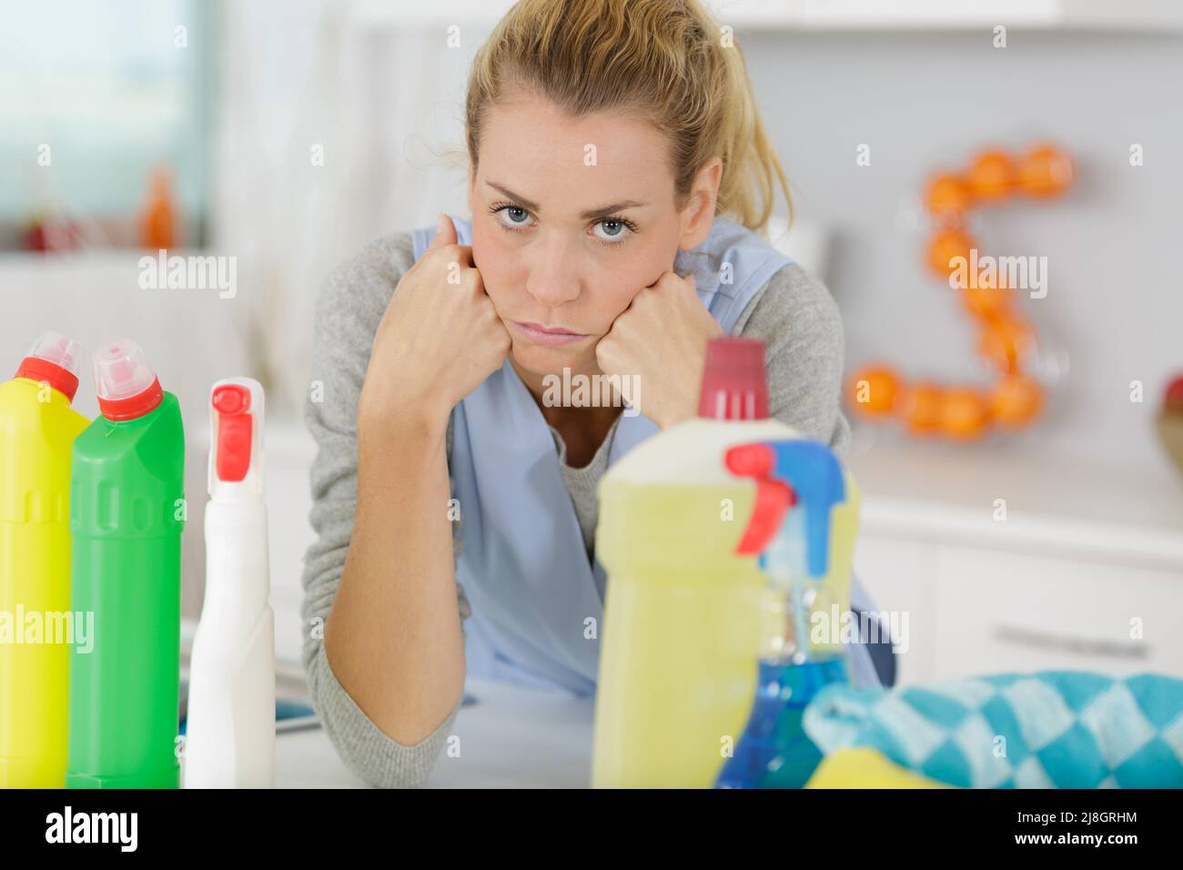 people housework home and tiredness concept Stock Photo - Alamy