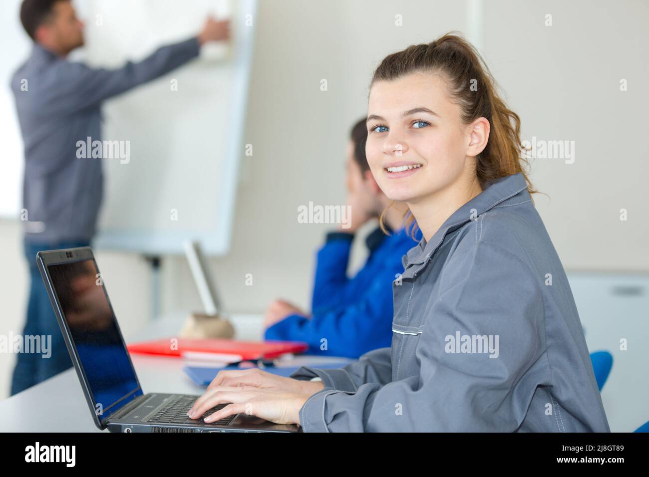 young skilled apprentice in the classroom Stock Photo - Alamy