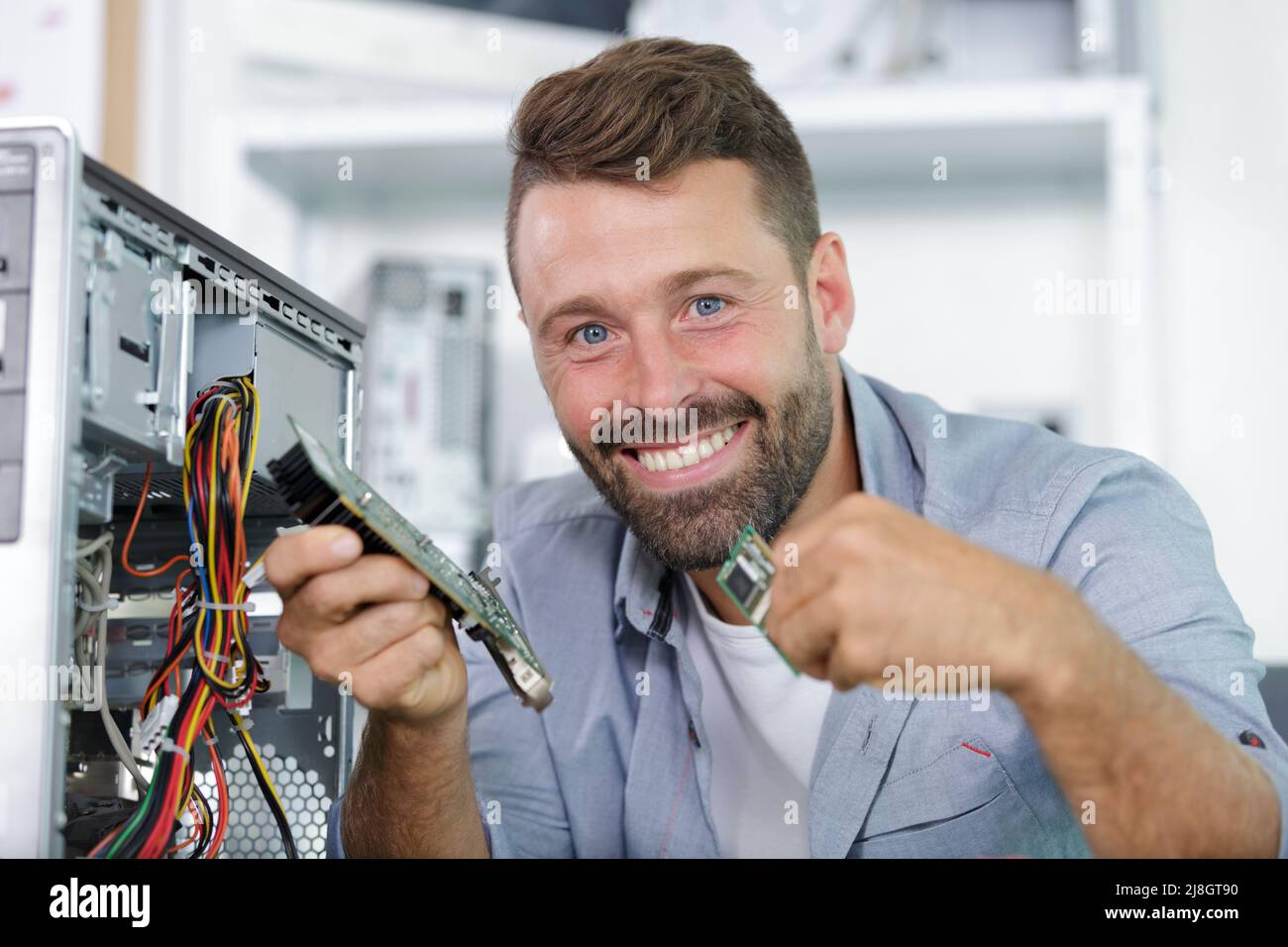 man enjoying fast internet connection Stock Photo - Alamy